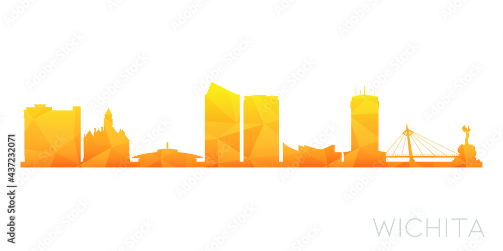 Wichita, KS, USA Low Poly Skyline Clip Art City Design. Geometric ...