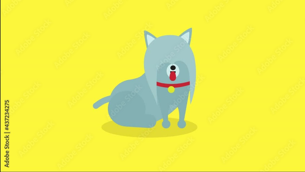 Cute cartoon dog animation loop. 2d flat dog character organic ...