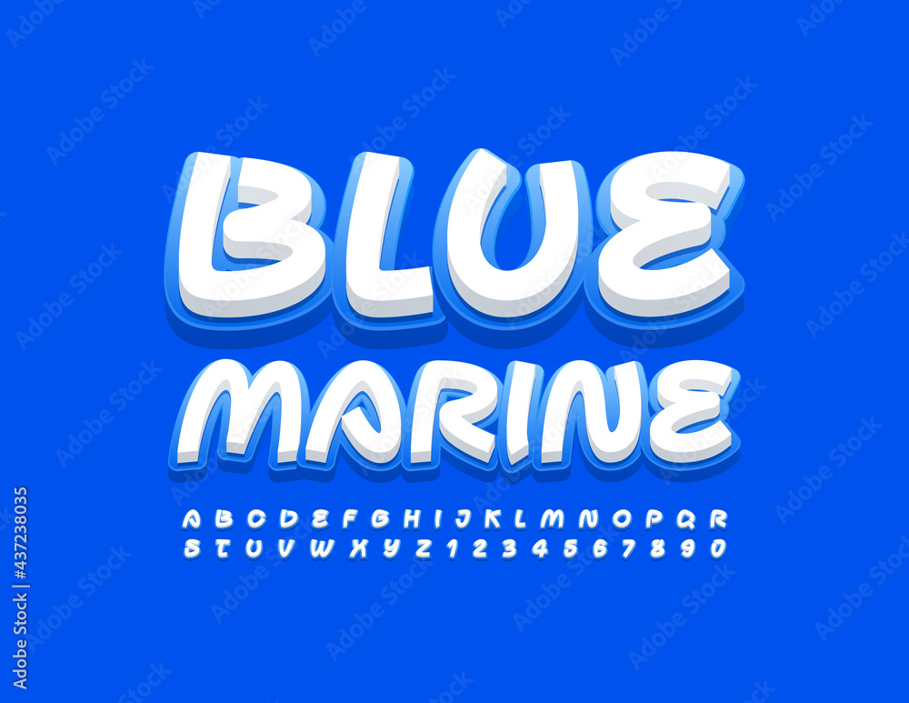 Vector creative template Blue Marine with Alphabet Letters and Numbers ...