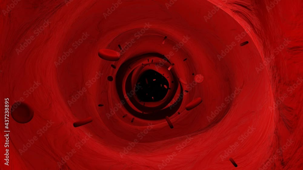Dried blood medical animation. Red cells motion in an artery seamless ...