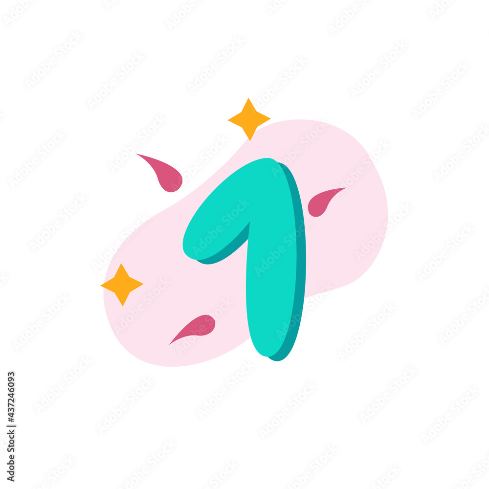 Cartoon number one, for children. Template for a postcard. vector ...