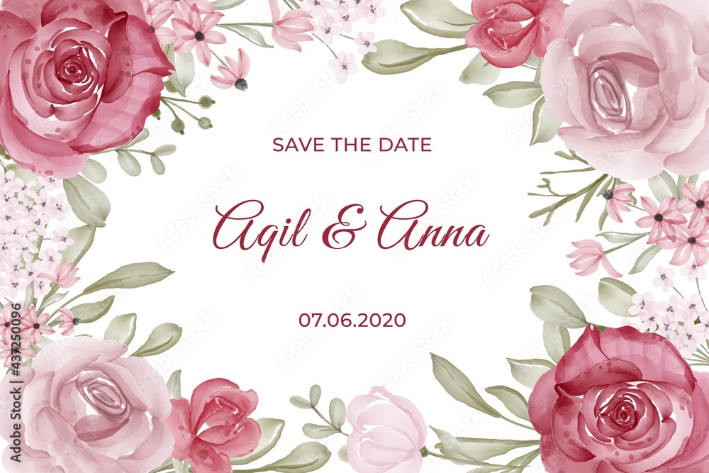 beautiful flower frame for wedding invitation and background Stock ...