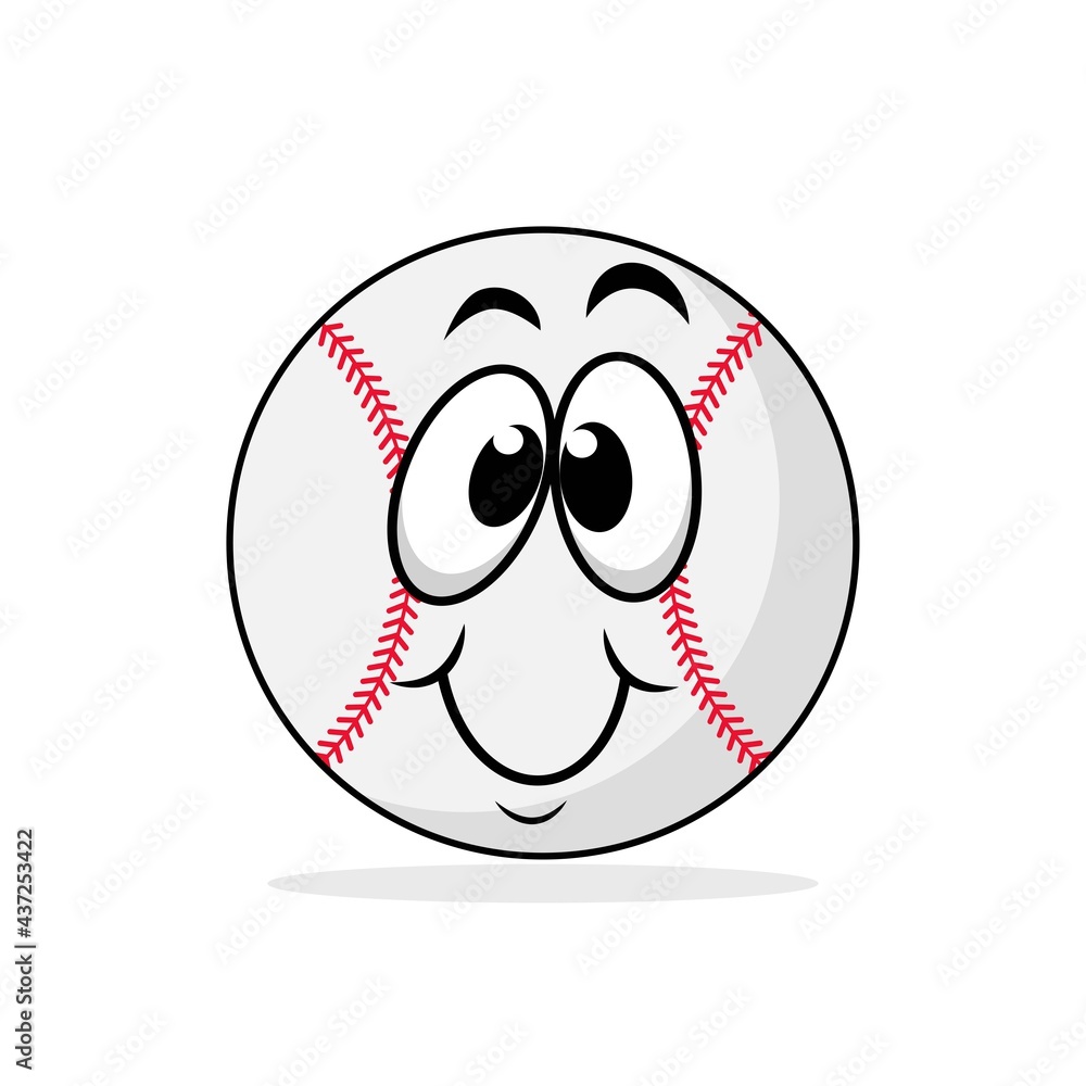 Baseball ball emoticon smile vector graphics Stock Vector | Adobe Stock