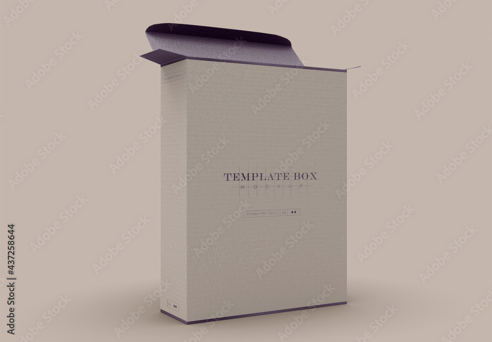 Rectangular Cardboard Box Mockup Stock Template | Adobe Stock