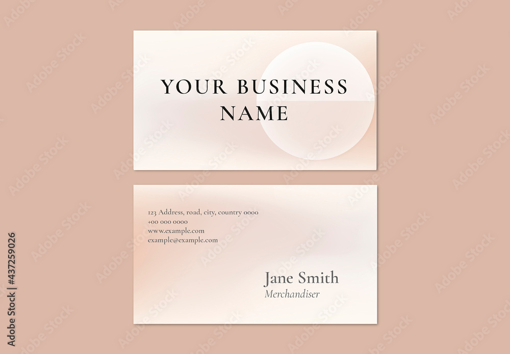 Business Card Layout in Beige Color Stock Template | Adobe Stock