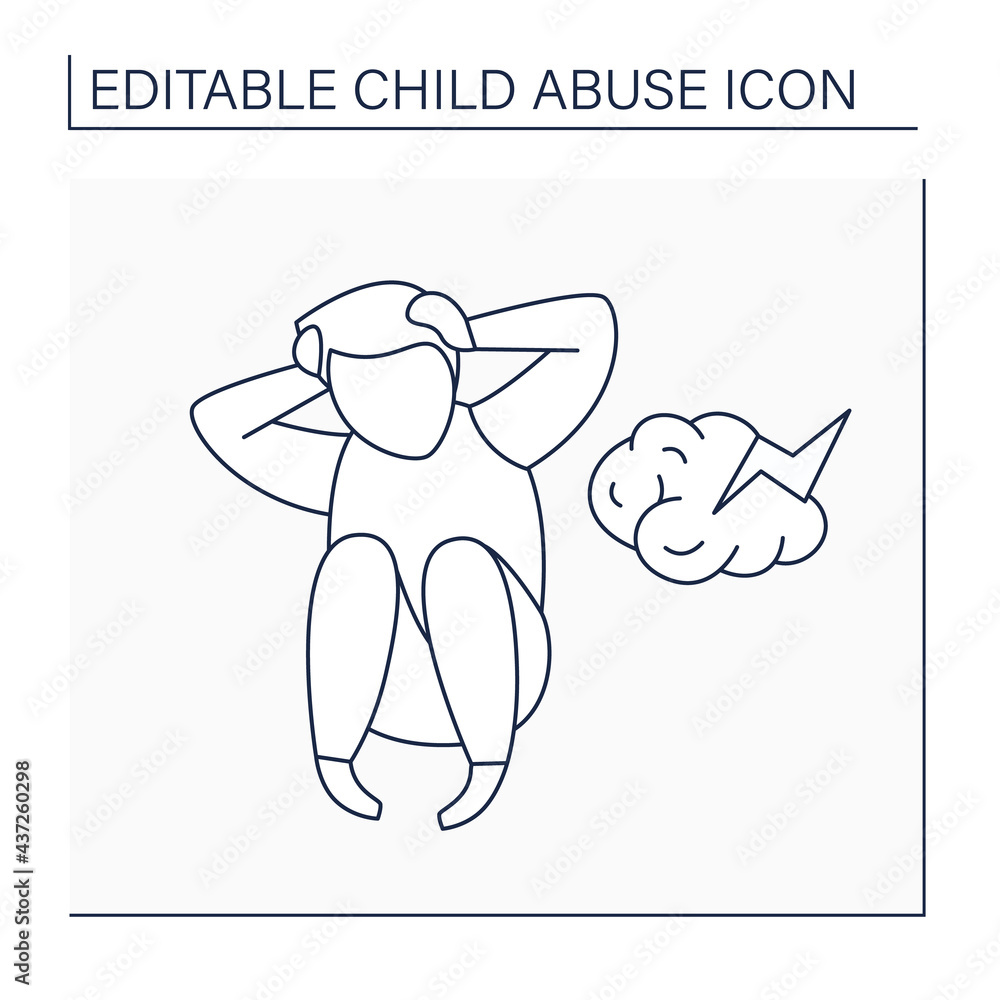 Untreated mental illness line icon. Abuse and neglect through ...