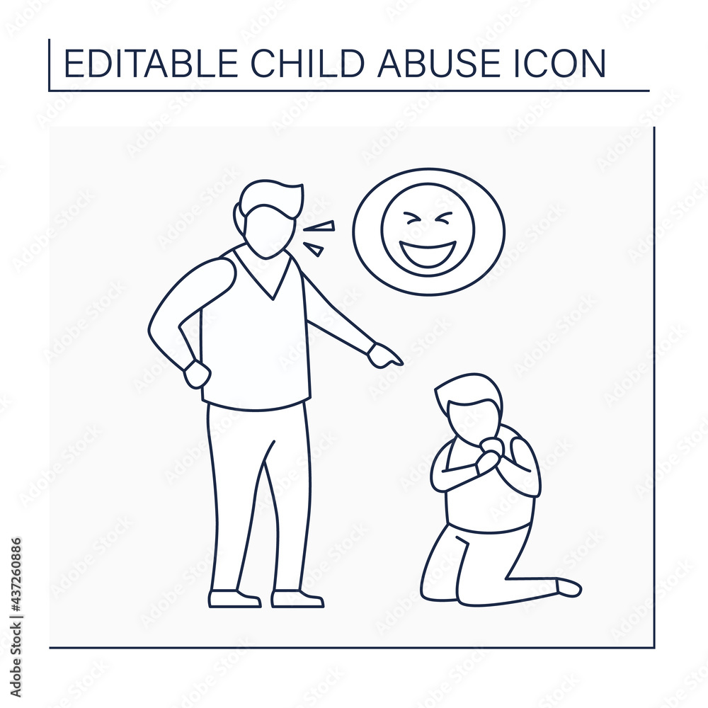 Constant belittling line icon. Shaming, humiliating.Bullying.Aggressive ...
