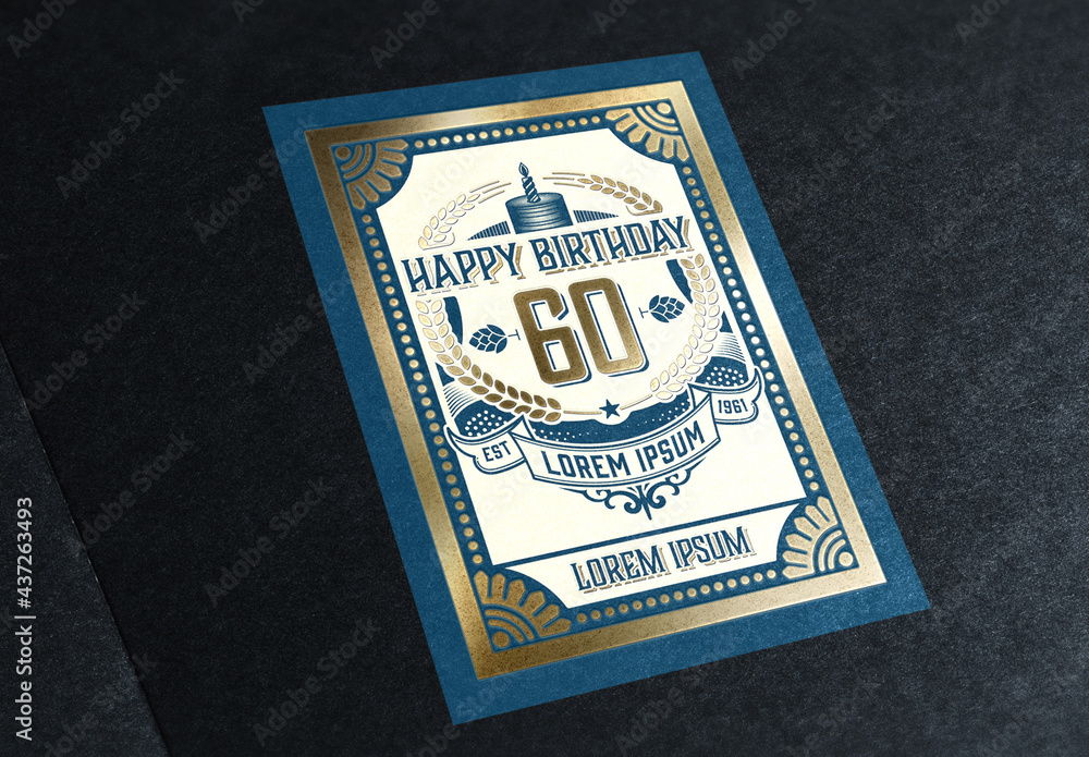 Vintage Happy Birthday Card Stock Template | Adobe Stock
