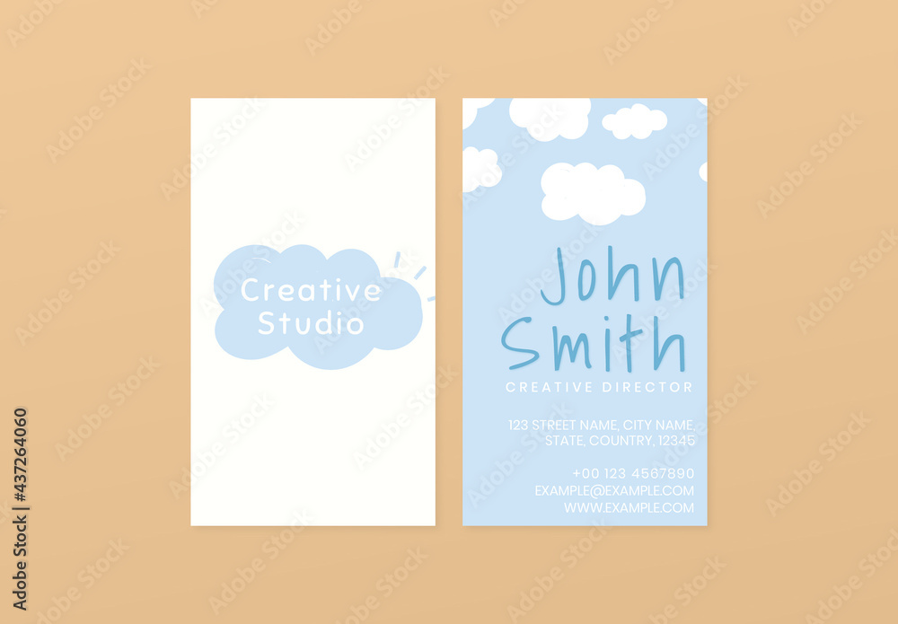 Editable Name Card Layout in Clouds and Blue Sky Pattern Stock Template ...