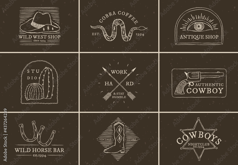 Cowboy Themed Logo Collection Stock Template | Adobe Stock
