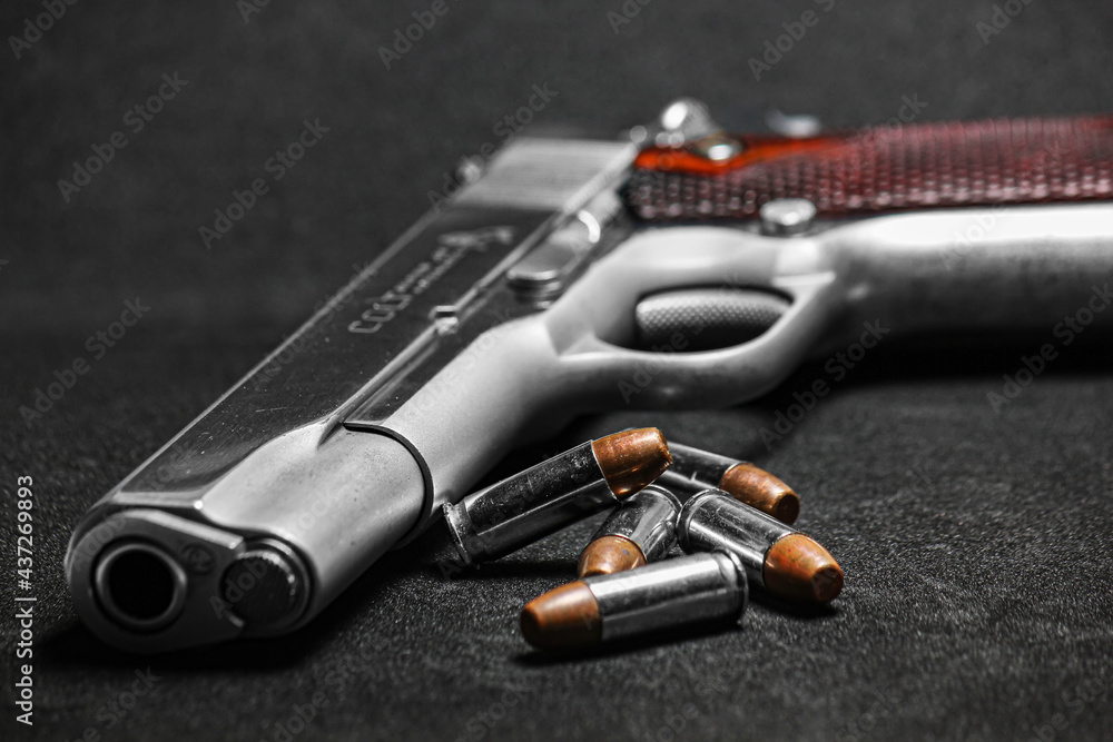 Automatic white gun stainless steel pistol weapon model m1911 with real ...