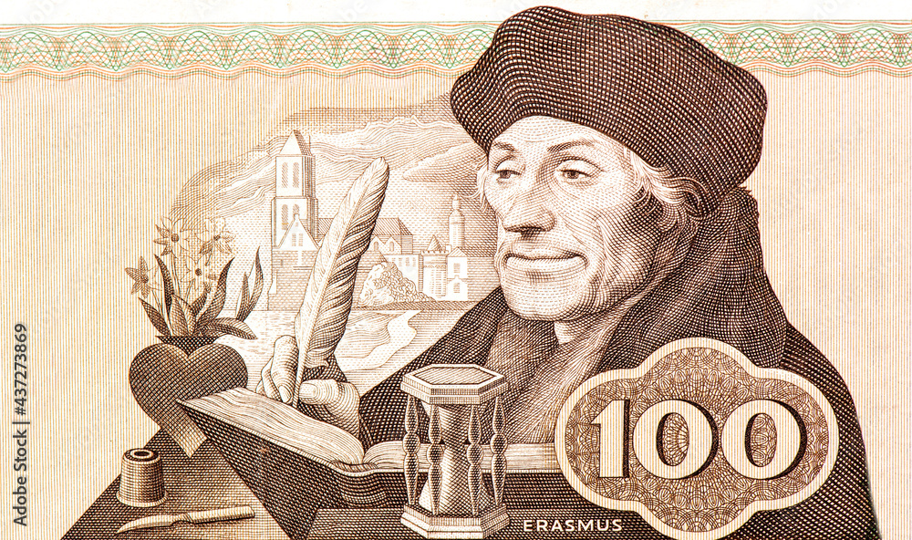 Desiderius Erasmus, Portrait from Netherlands100 Gulden1953 Banknotes ...
