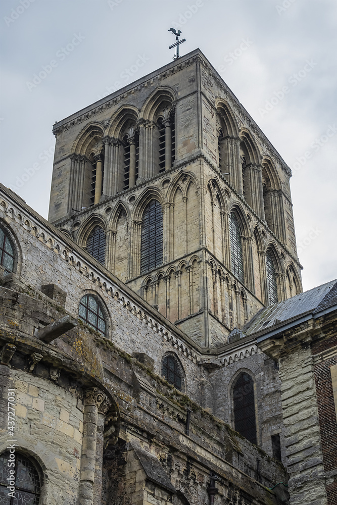 Architectural fragments of Fecamp Abbey. Fecamp Abbey (Abbaye de la ...