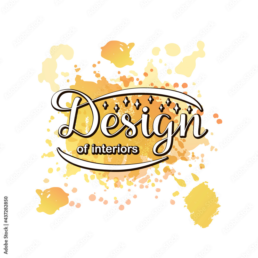 Vector illustration of design of interiors lettering for banner ...