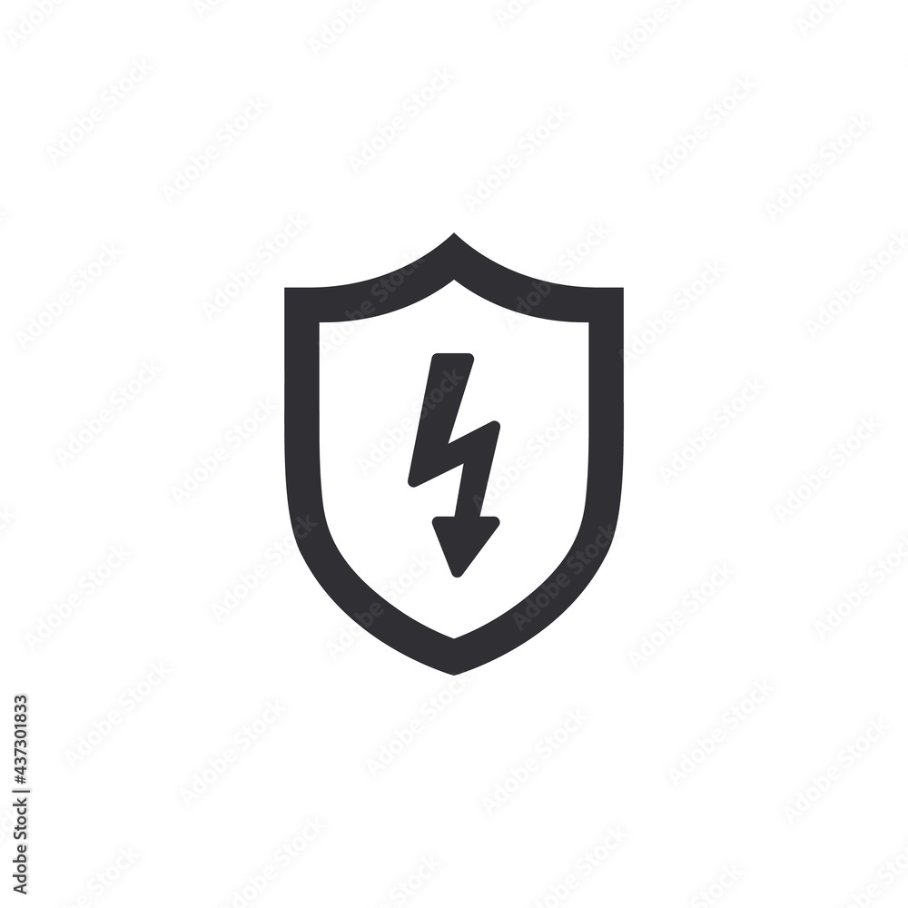 Shield icon. Security icon. Electricity protection. Lightning icon ...