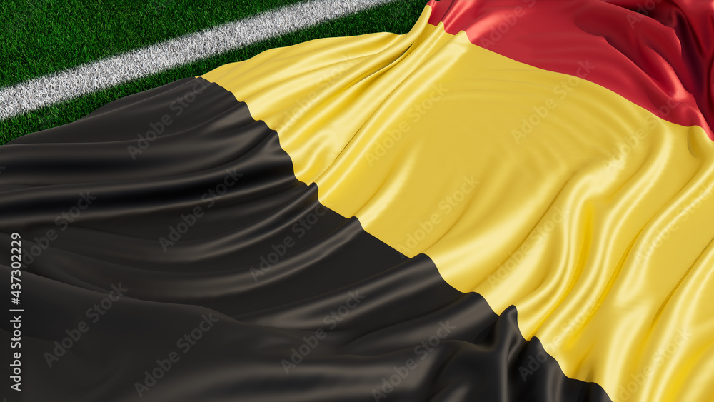 Flag of Belgium on a Sports field. Grass Pitch with a Belgian Flag ...