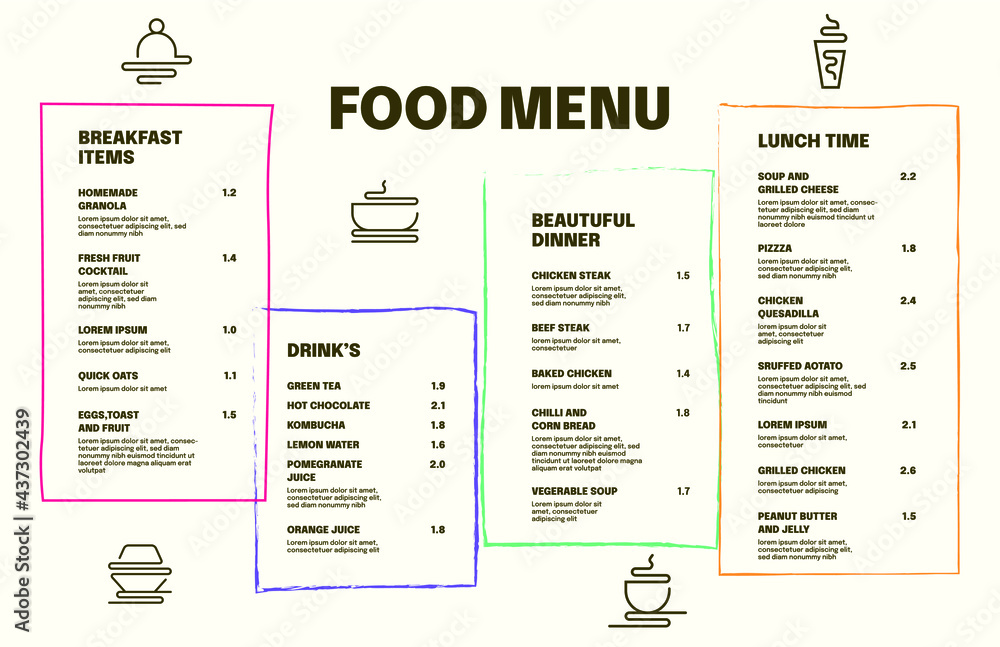 Restaurant Cafe Menu Template Design Tabloid Size One Page Food Menu Restaurant Cafe Menu Template Design Tabloid Size One Page Food Menu