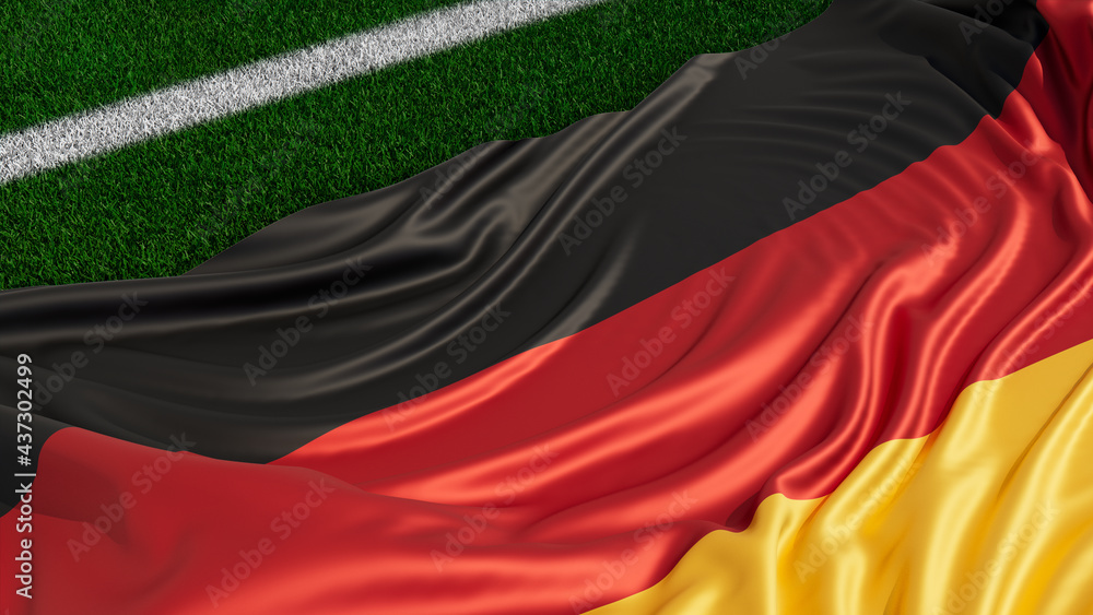Flag of Germany on a Sports field. Grass Pitch with a German Flag. Euro ...
