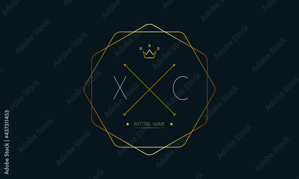 CX/XC letter stylish luxury hexagonal logo with arrow head in golden ... CX/XC letter stylish luxury hexagonal logo with arrow head in golden ...