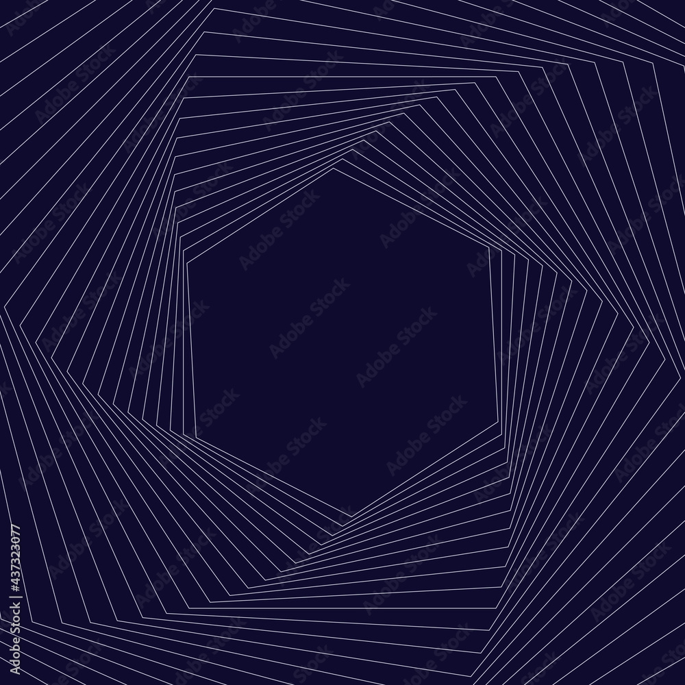 Hexagon Vertex Swirl Line with Solid Dark Color Background. Vertex ...