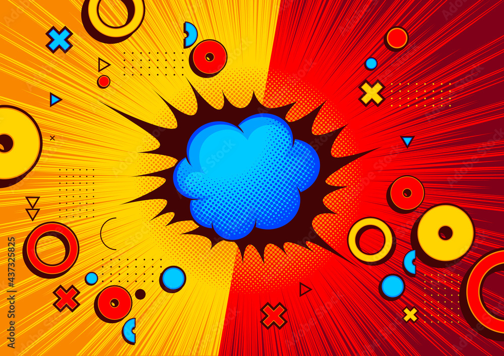 geometric shape comic templat background design, pop art illustration ...