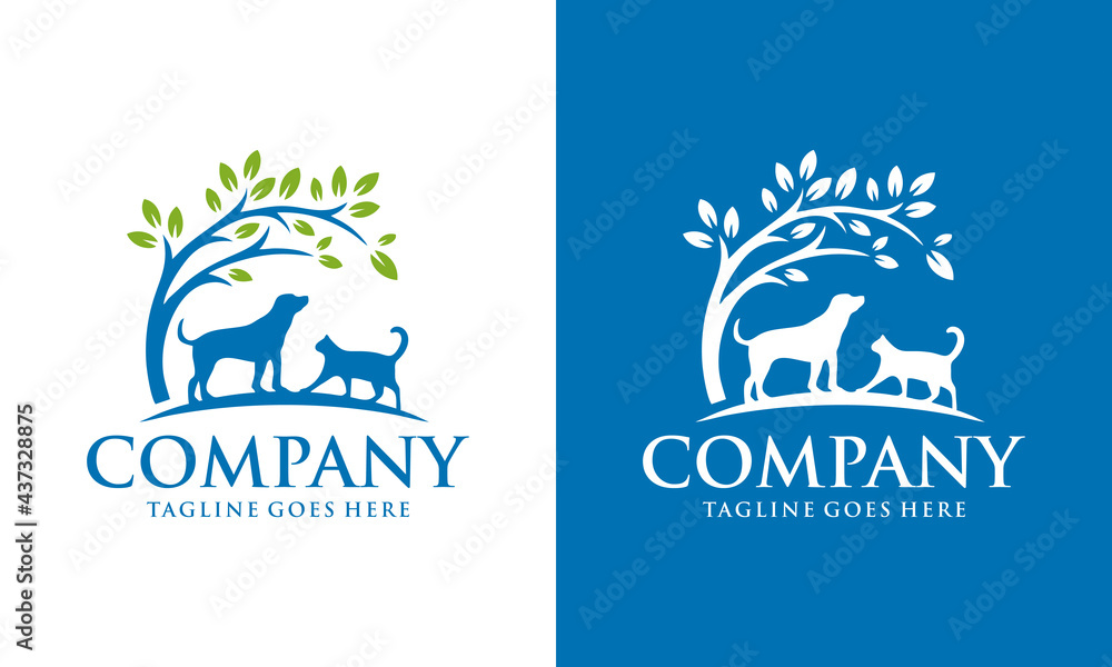 animal and pet logo with tree logo templates Stock Vector | Adobe Stock