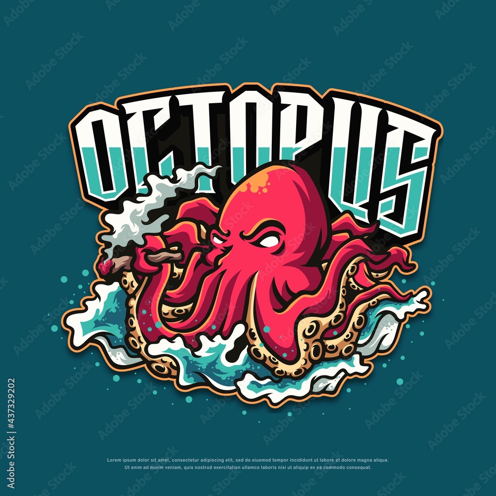 octopus logo mascot design Stock Vector | Adobe Stock