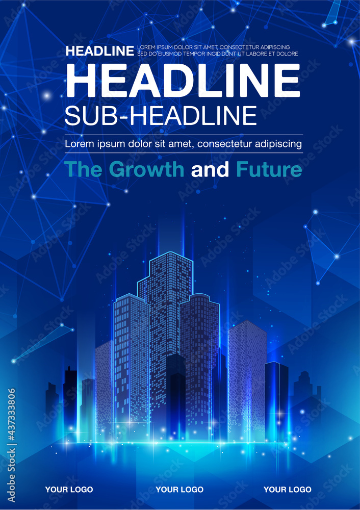 The growth and the future building concept design for city illustration ...