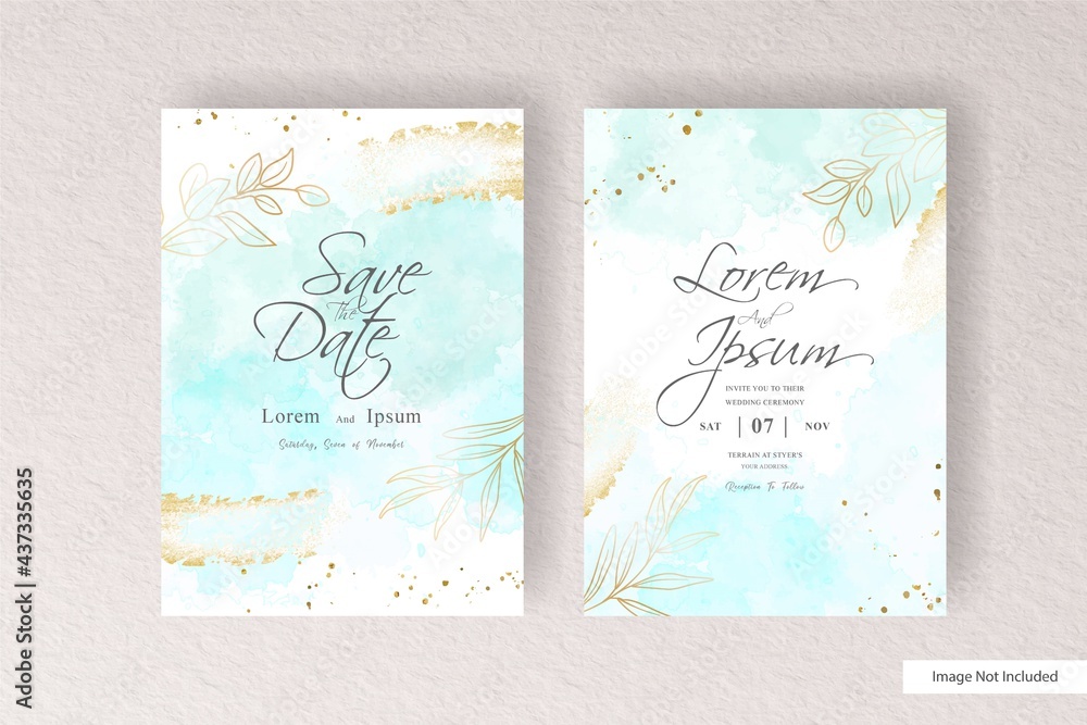 Editable Wedding invitation card set template with Watercolor splash ...