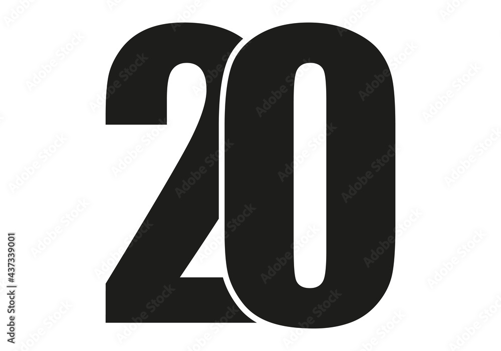 Icono negro de número 20. Stock Vector | Adobe Stock
