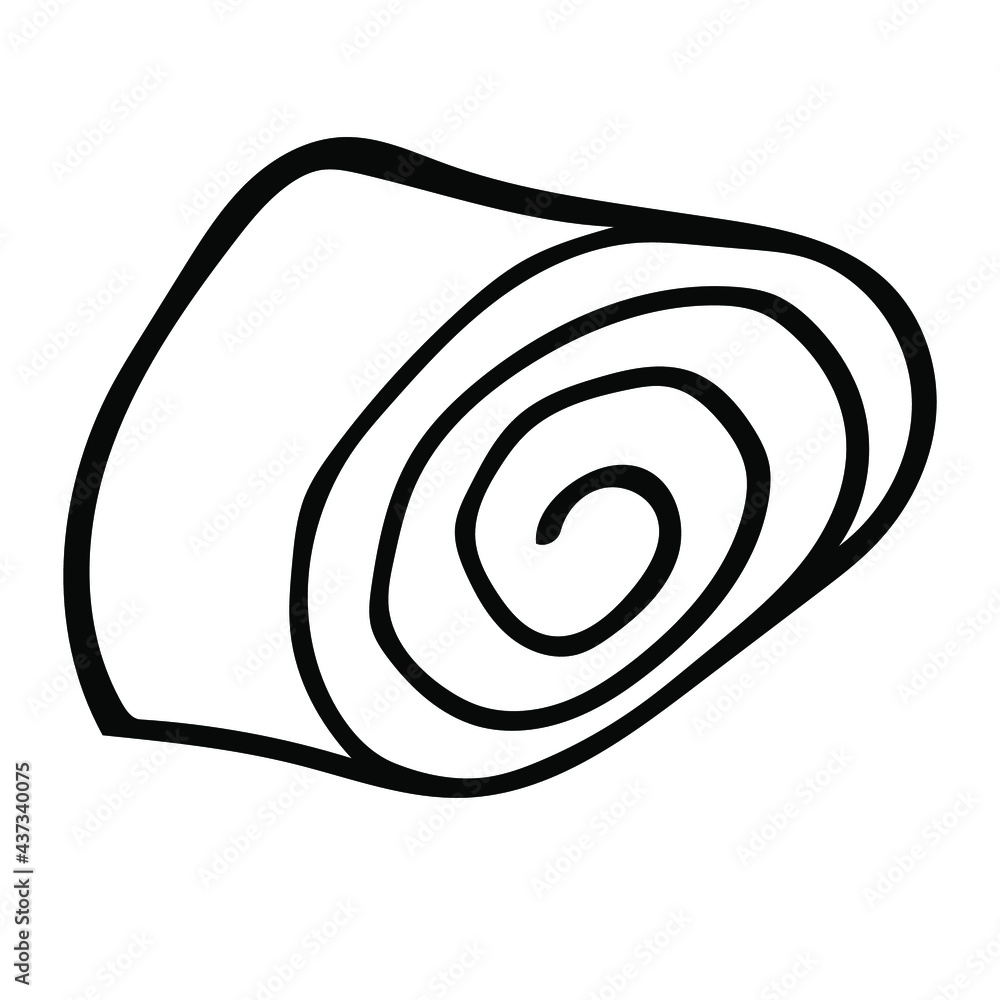 Cute single vector element is a sweet roll. Hand-drawn sketch ...