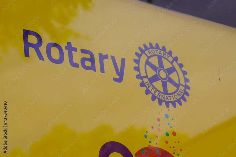 Rotary International club sign text and brand logo Stock Photo | Adobe ...