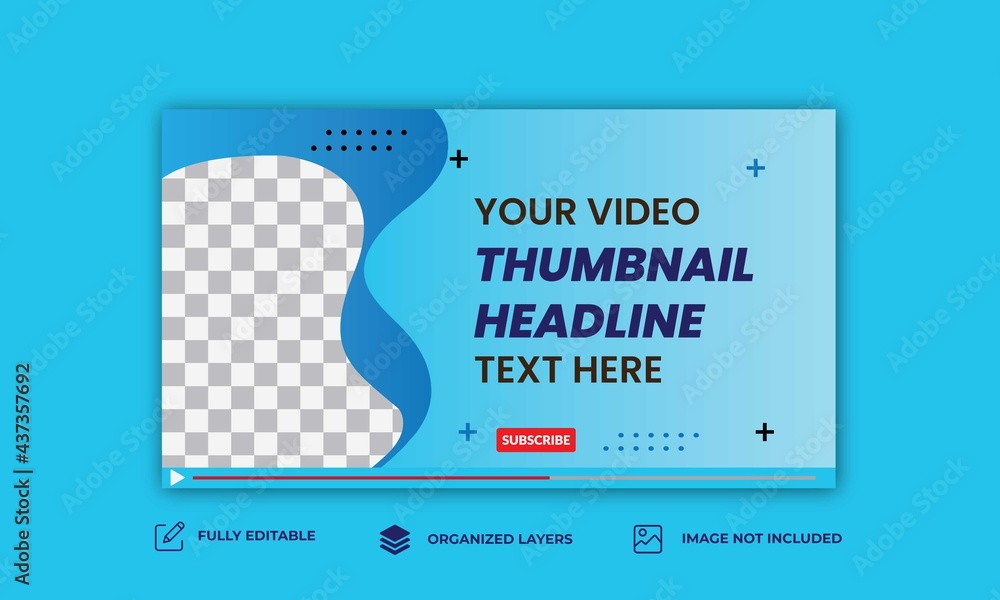 YouTube thumbnail template design, gradient YouTube thumbnail vector ...