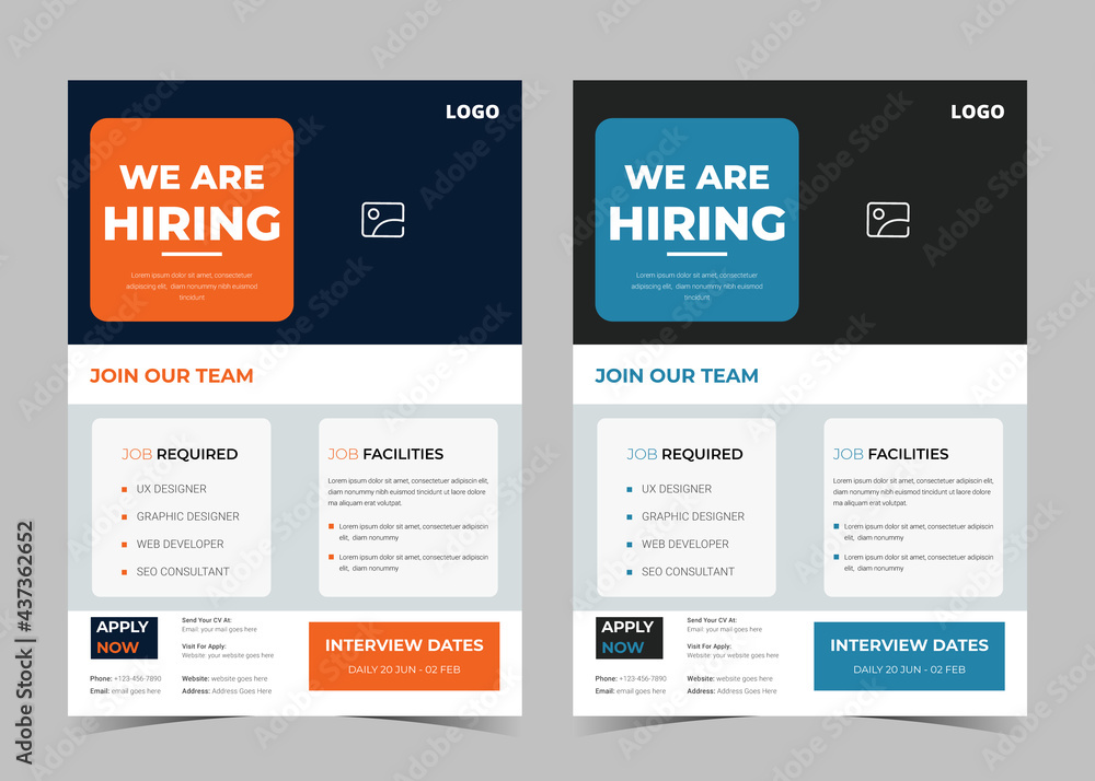 We are hiring flyer design. Job offer leaflet template. Job vacancy ...