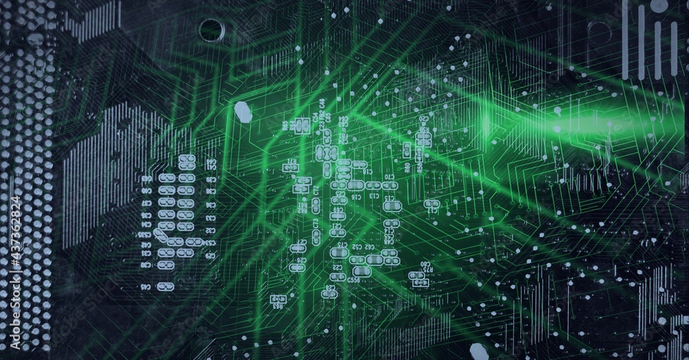 Composition of computer processor with network of connections and circuit board Stock Photo ...