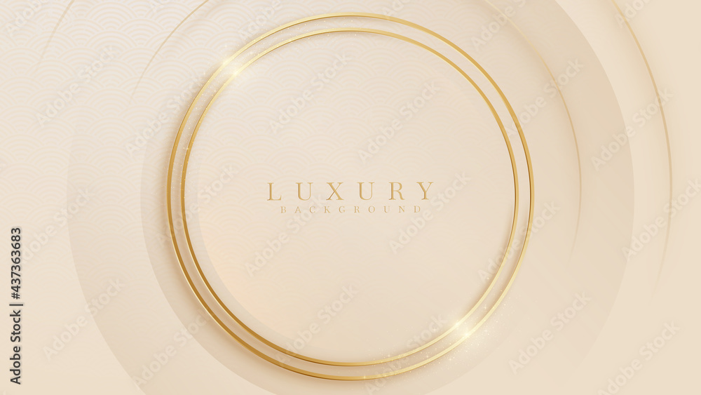 Elegant cream shade background with line golden elements. Realistic ...