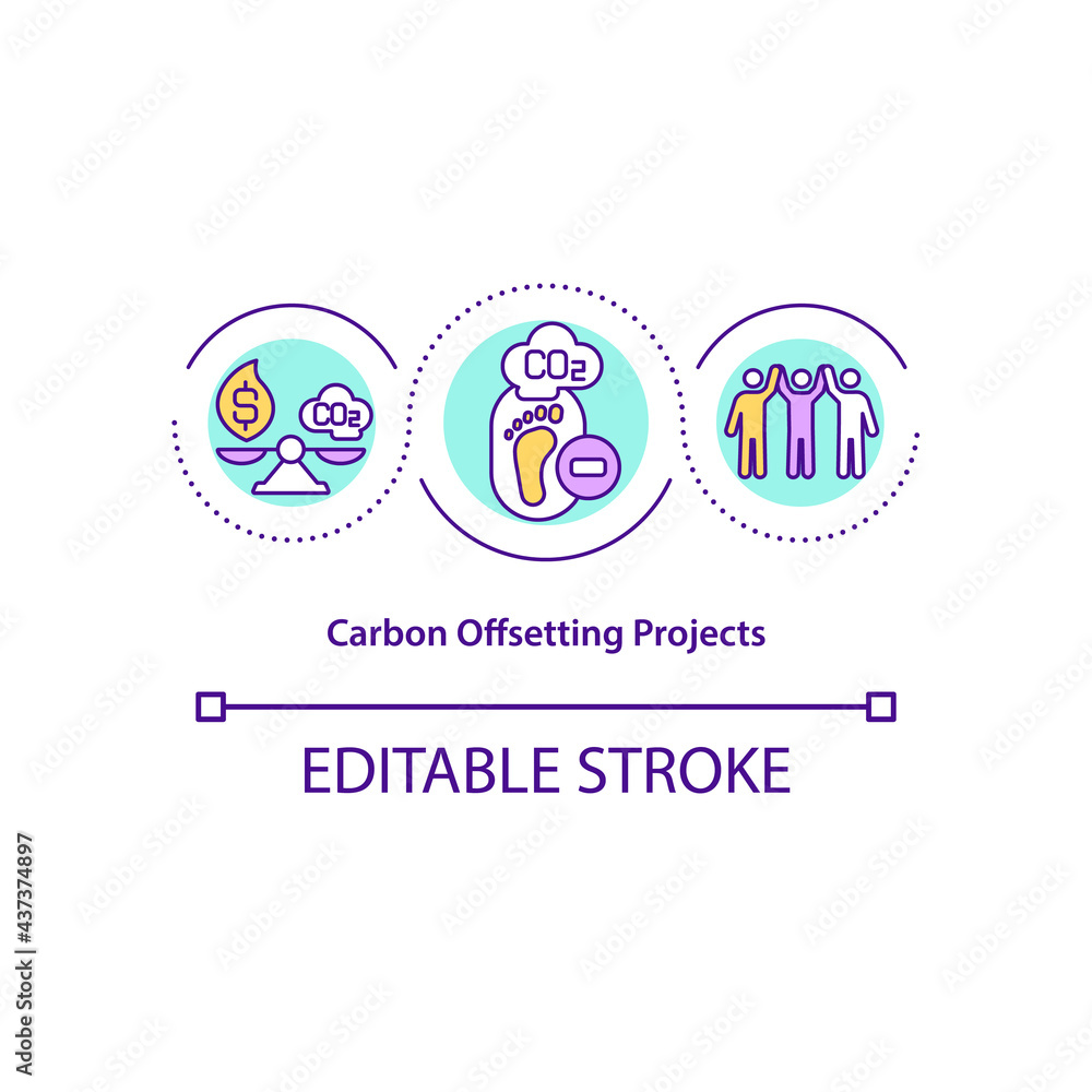 Carbon offsetting projects concept icon. CO2 from atmosphere removing ...