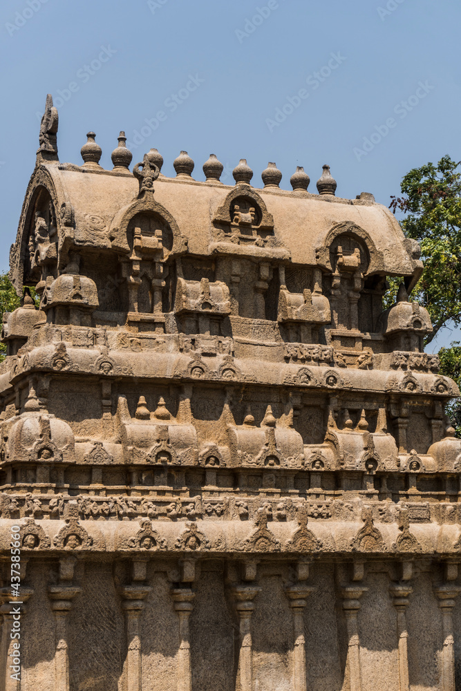 Pancha Rathas Hindu Temple. Pancha Rathas is a monument complex at Mahabalipuram, on the ...