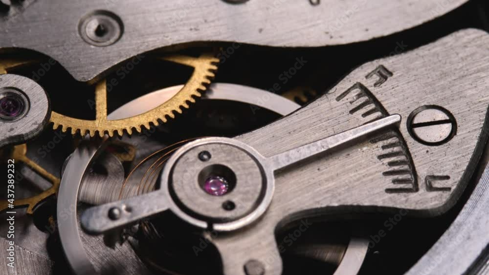 Mechanical watches with gears and cogs. Watch or clock mechanism. Time ...
