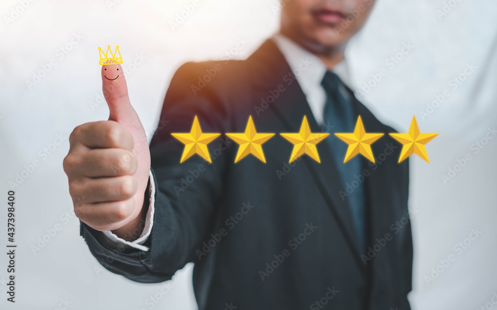 customers show hand thumbs up and express their feelings happy choose ...