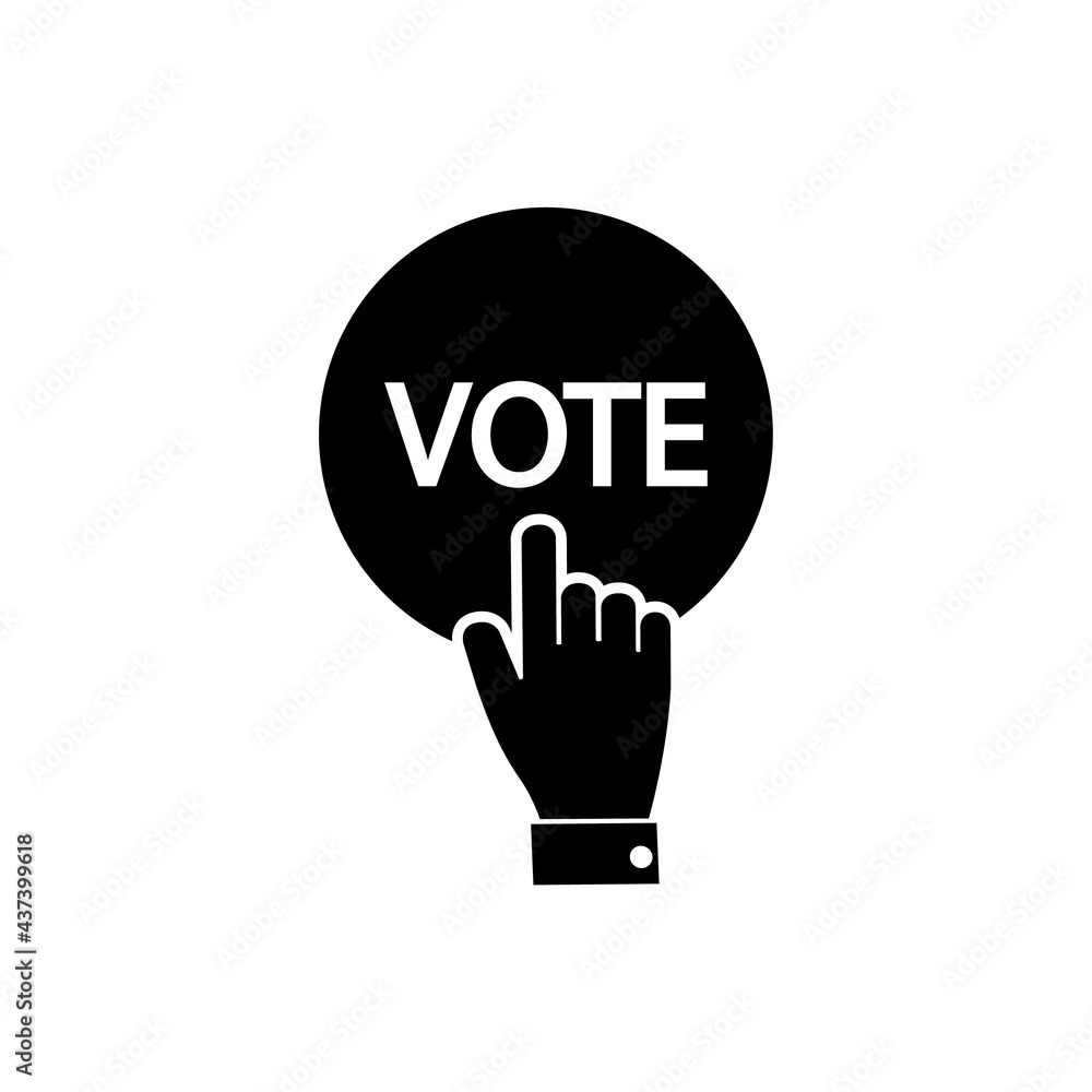 Election vote icon logo isolated on white background. Hand putting ...