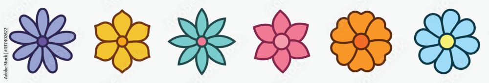 Flower icon set, Flower collection isolated on white background, vector ...