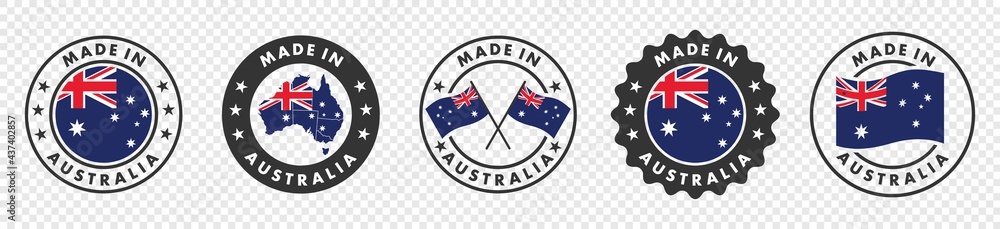 set of made in the australia labels, made in the australia logo ...