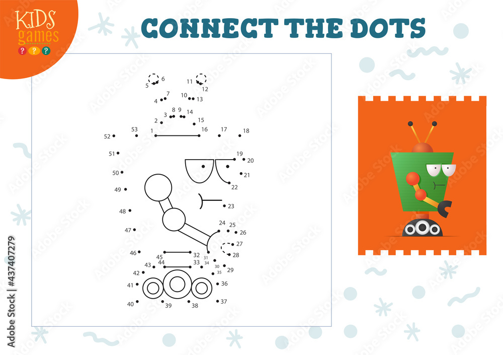 Connect the dots kids mini game vector illustration. Preschool children ...