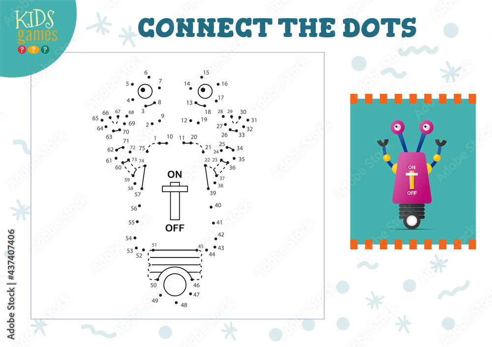 Vetor de Connect the dots kids game vector illustration. Preschool ...