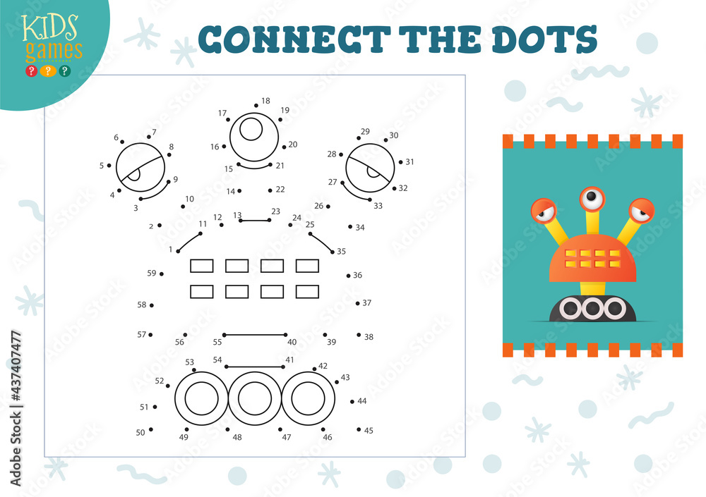 Connect the dots kids game vector illustration. Preschool children ...