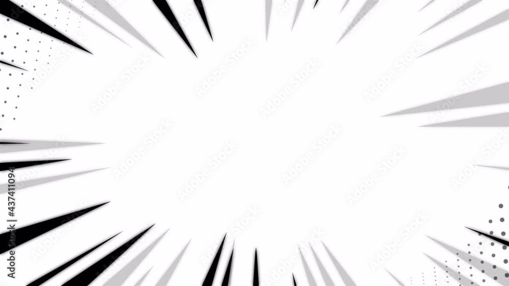 Comic line effect white background with halftone.Ray Border looped ...