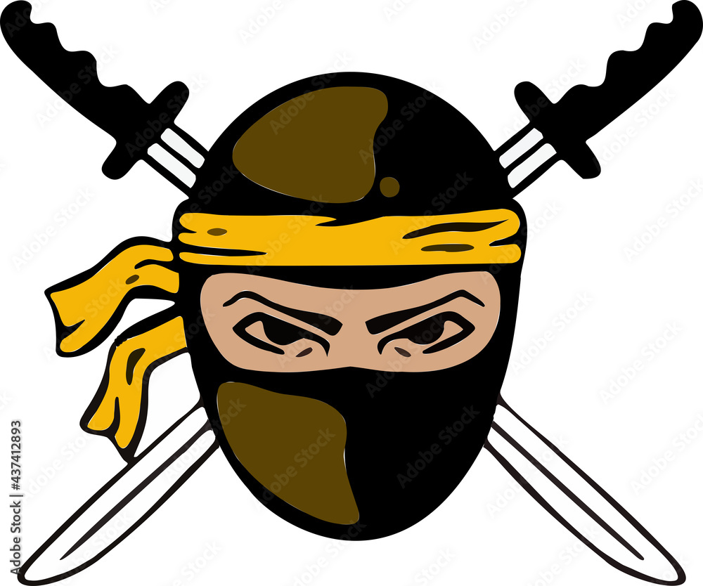 Badge, logo ninja, sword wars, assassin, symbol. Vector Stock Vector ...