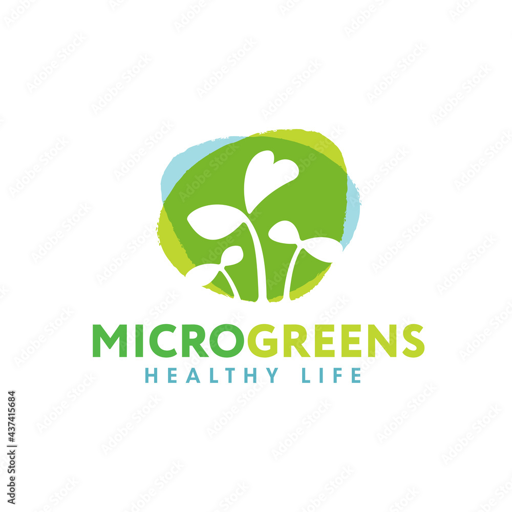 Microgreen Sprout Healthy Food Logo Illustration. Organic Local Urban ...