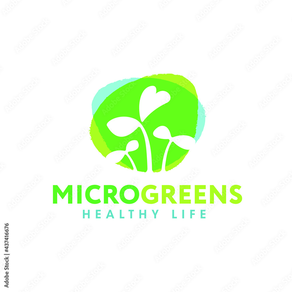 Microgreen Sprout Healthy Food Logo Illustration. Organic Local Urban ...